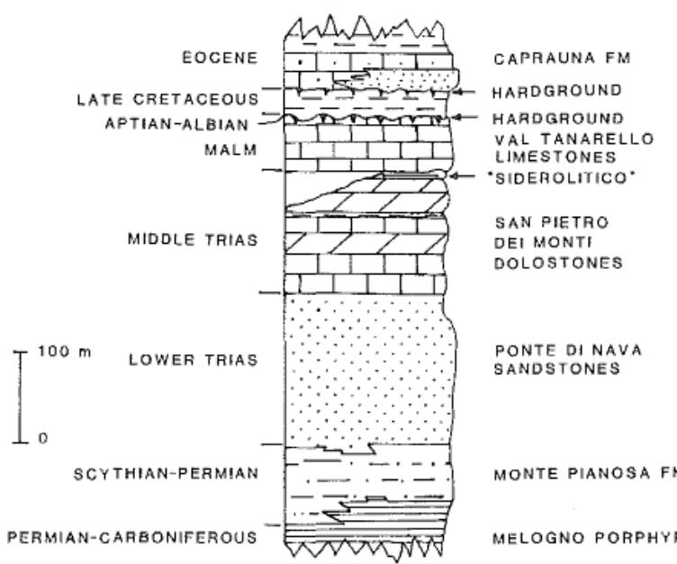 - stratigraphic column of the cau sedimentary sequence