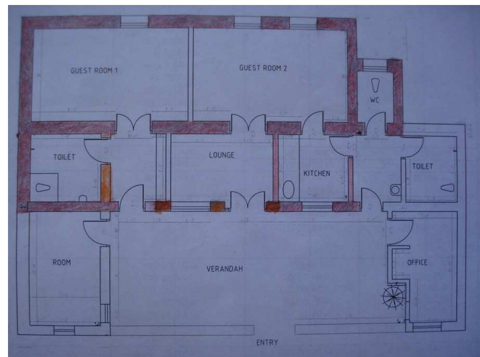 Plan of asi building showing surmised position of original