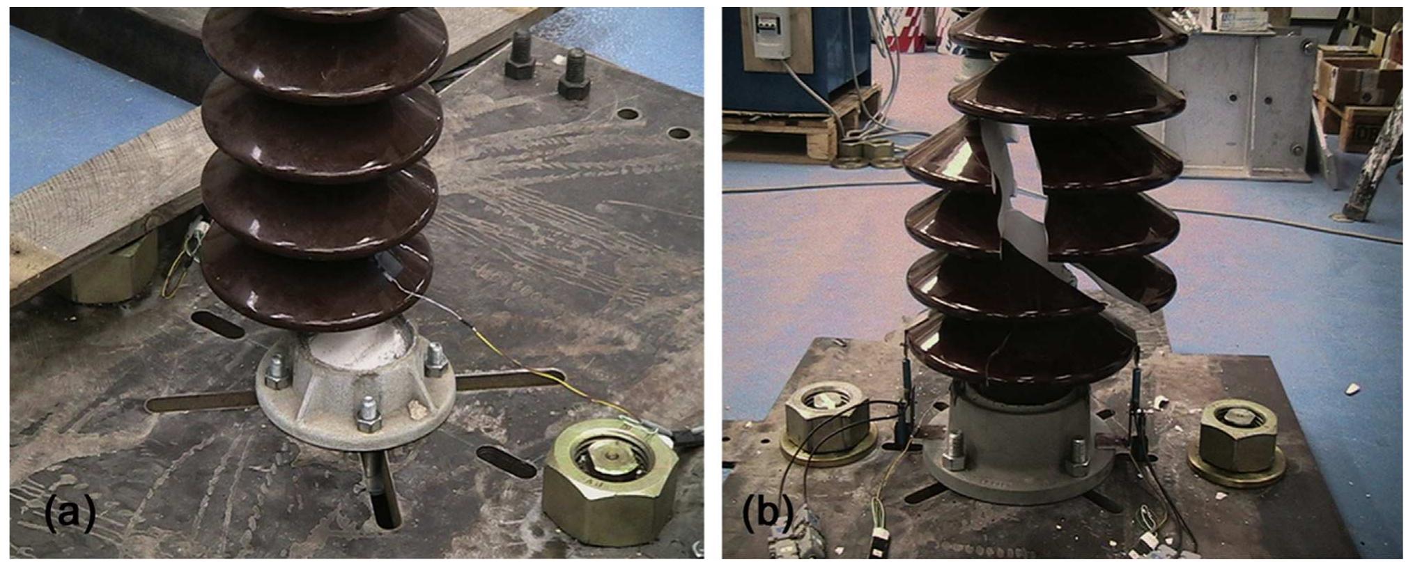 Failure mechanisms of ceramic insulators: (a) progressive
