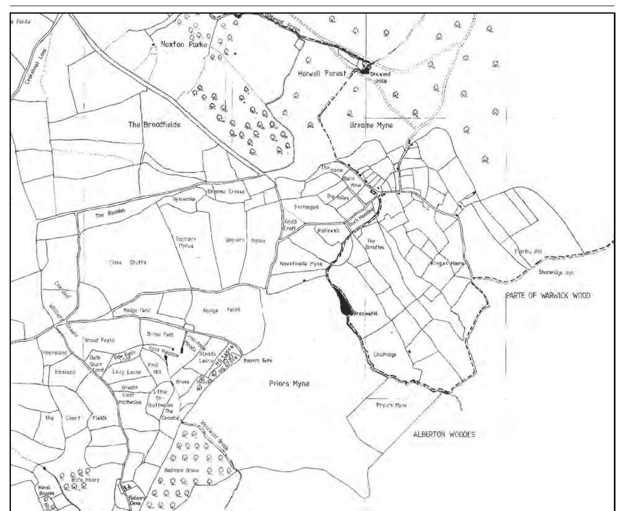Fic 4. detail from the redrawn map of 1608 showing bream