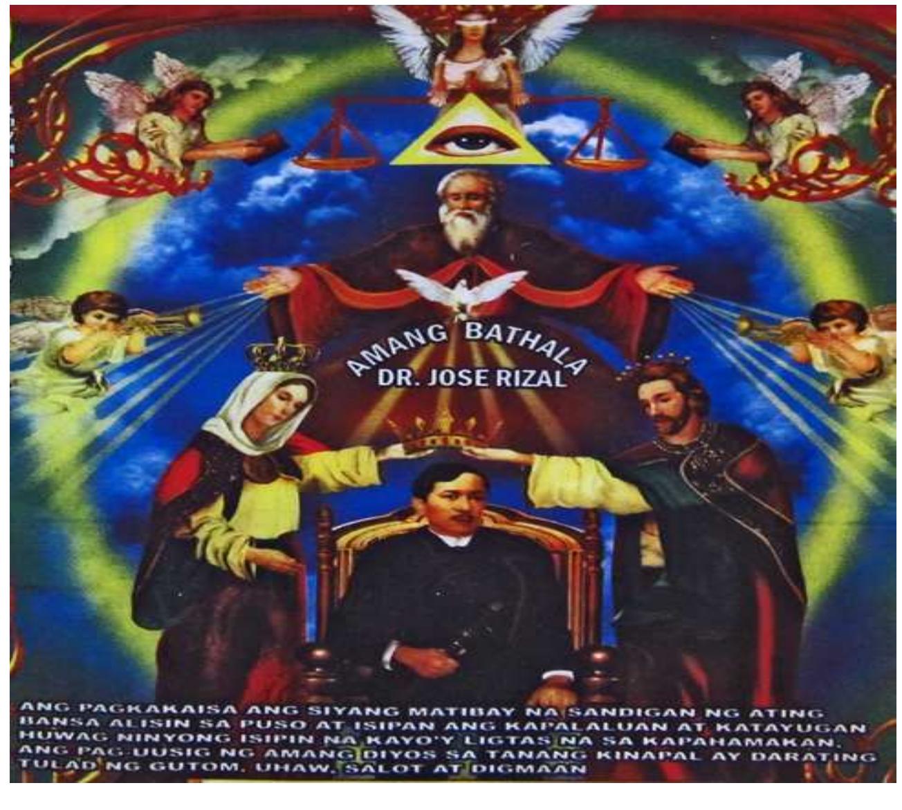 The picture of god rizal showing god the father entrusting