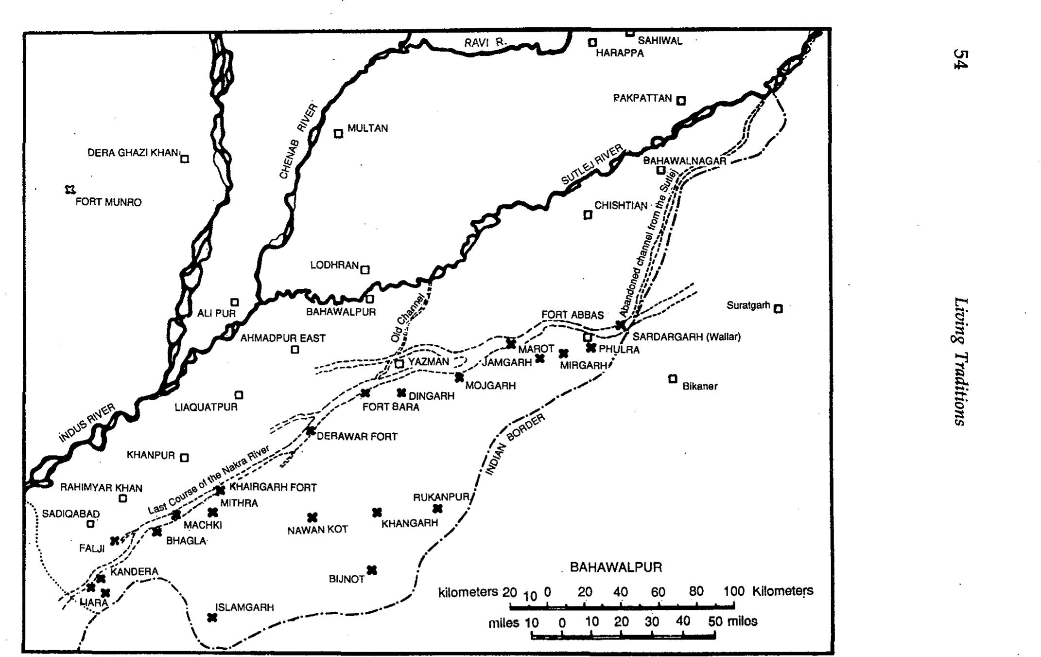 Map showing area of former state of bahawalpur and the