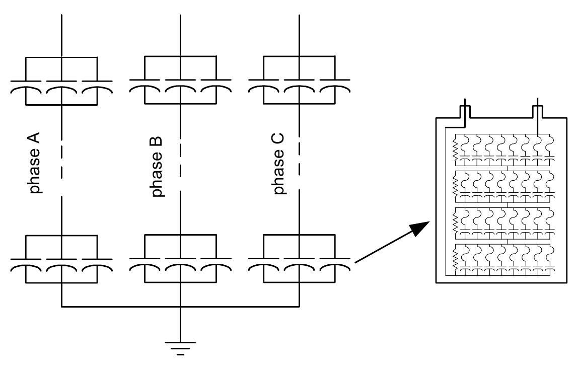 internally fused shunt capacitor bank and capacitor unit