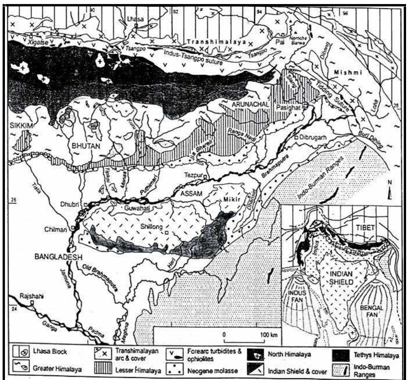 Geologic sketch map indicating tributaries of the