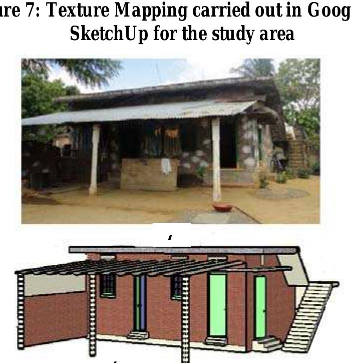 The typical housing unit and its 3d texture model; (a) photo
