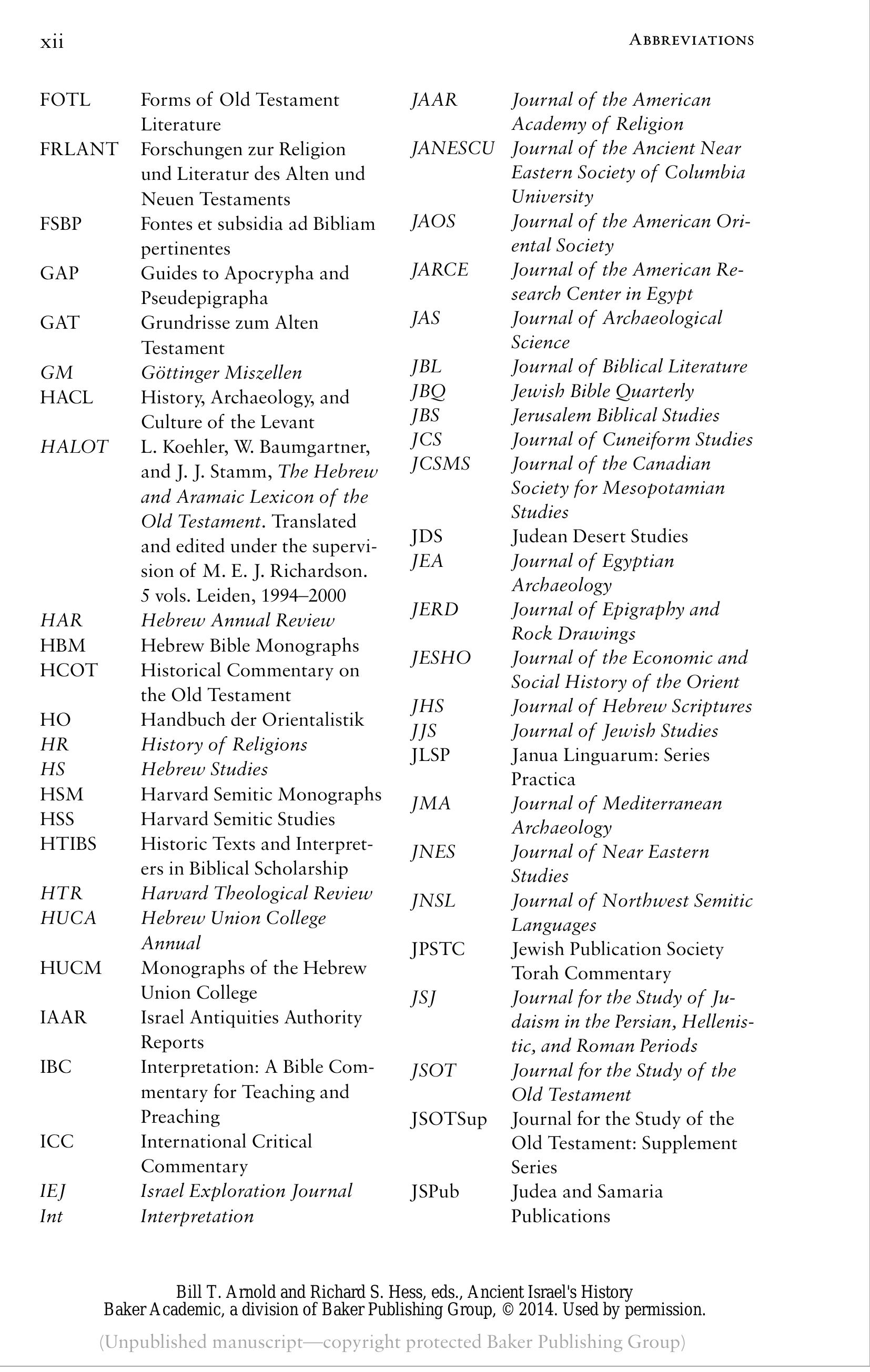 Table 6 - from Ancient Israel's History: An Introduction to
