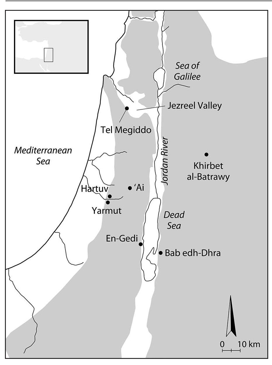 Map of the southern levant, showing the location of megiddo