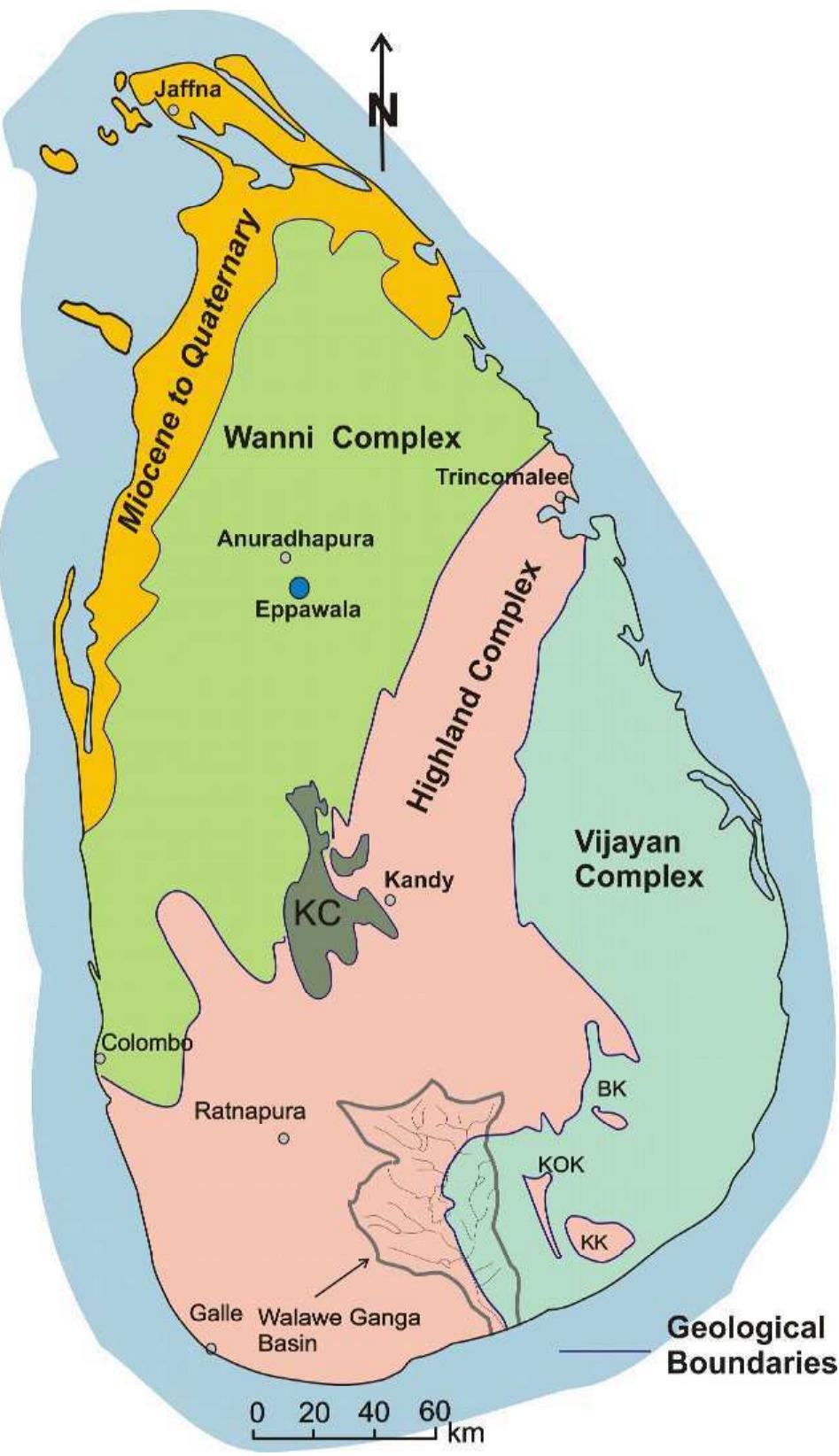 12. simplified geological map of sri lanka (kc- kadugannawa