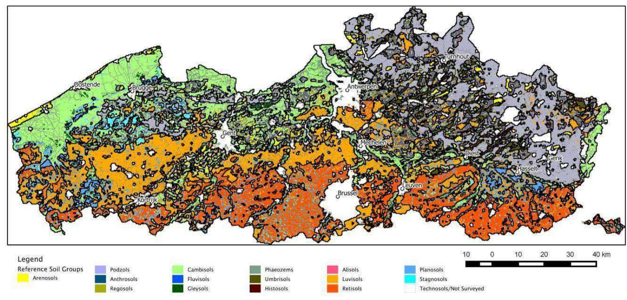 Figure 41 - The soil map of the Flemish region converted to