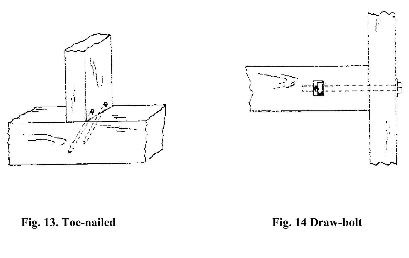 A draw-bolt joint is made by inserting an iron bolt thru a