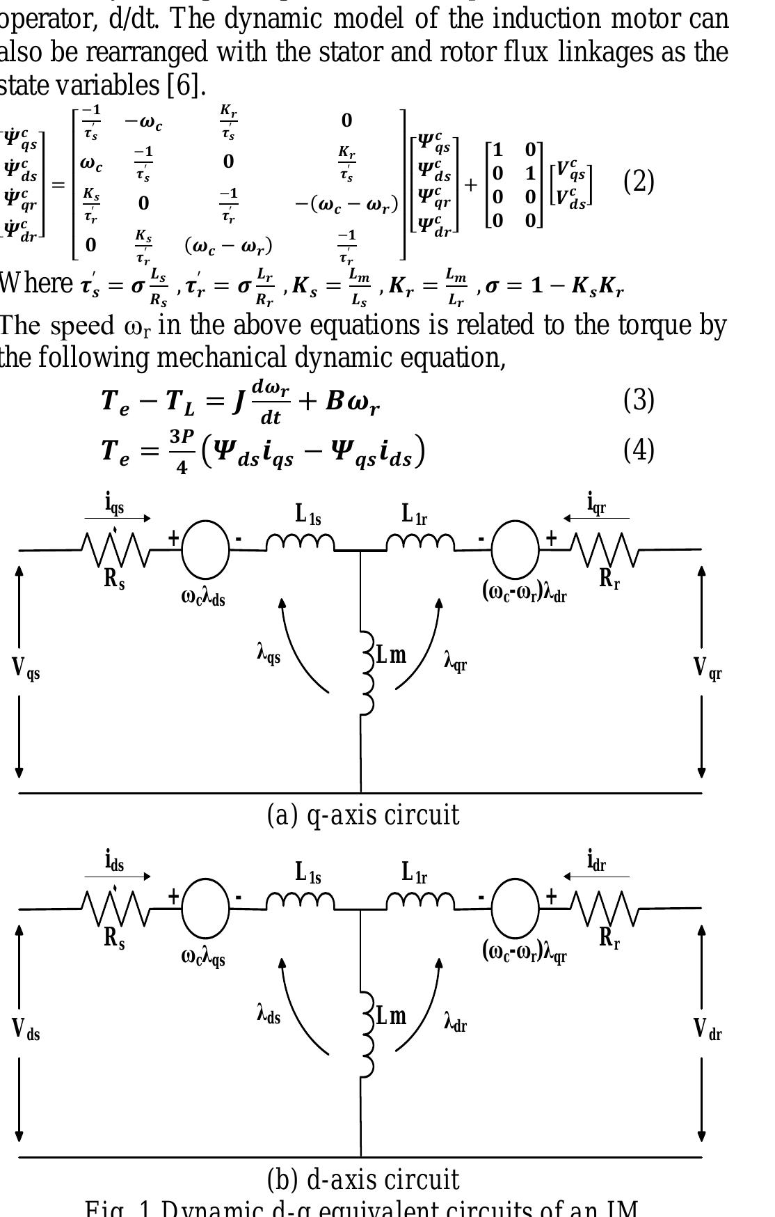 The dynamic model of induction motor represented in terms of