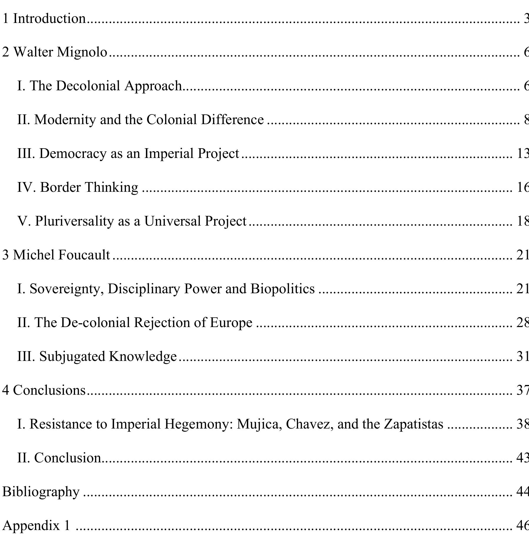 Table 1 - Epistemology of Coloniality (II): Colonial