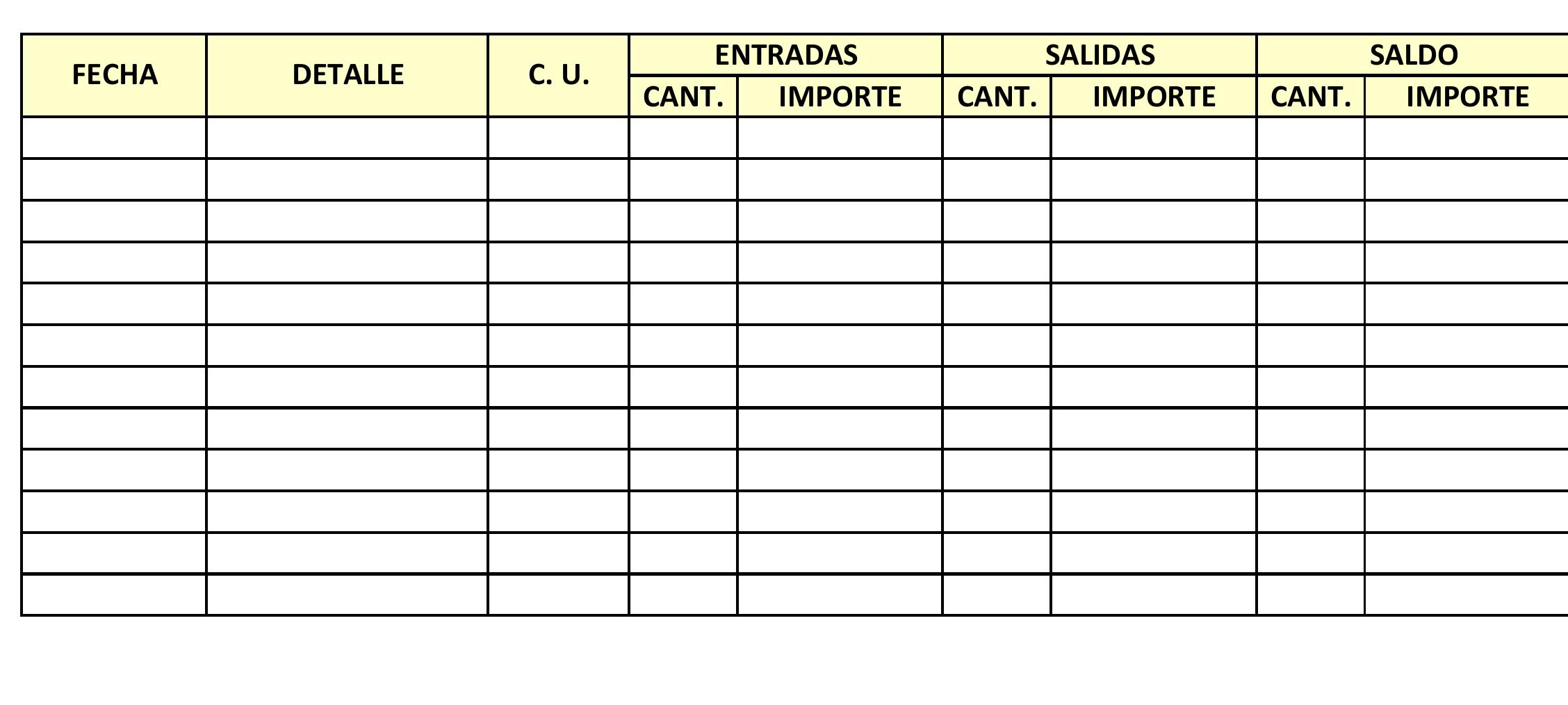 Table 3 - Formato de kardex