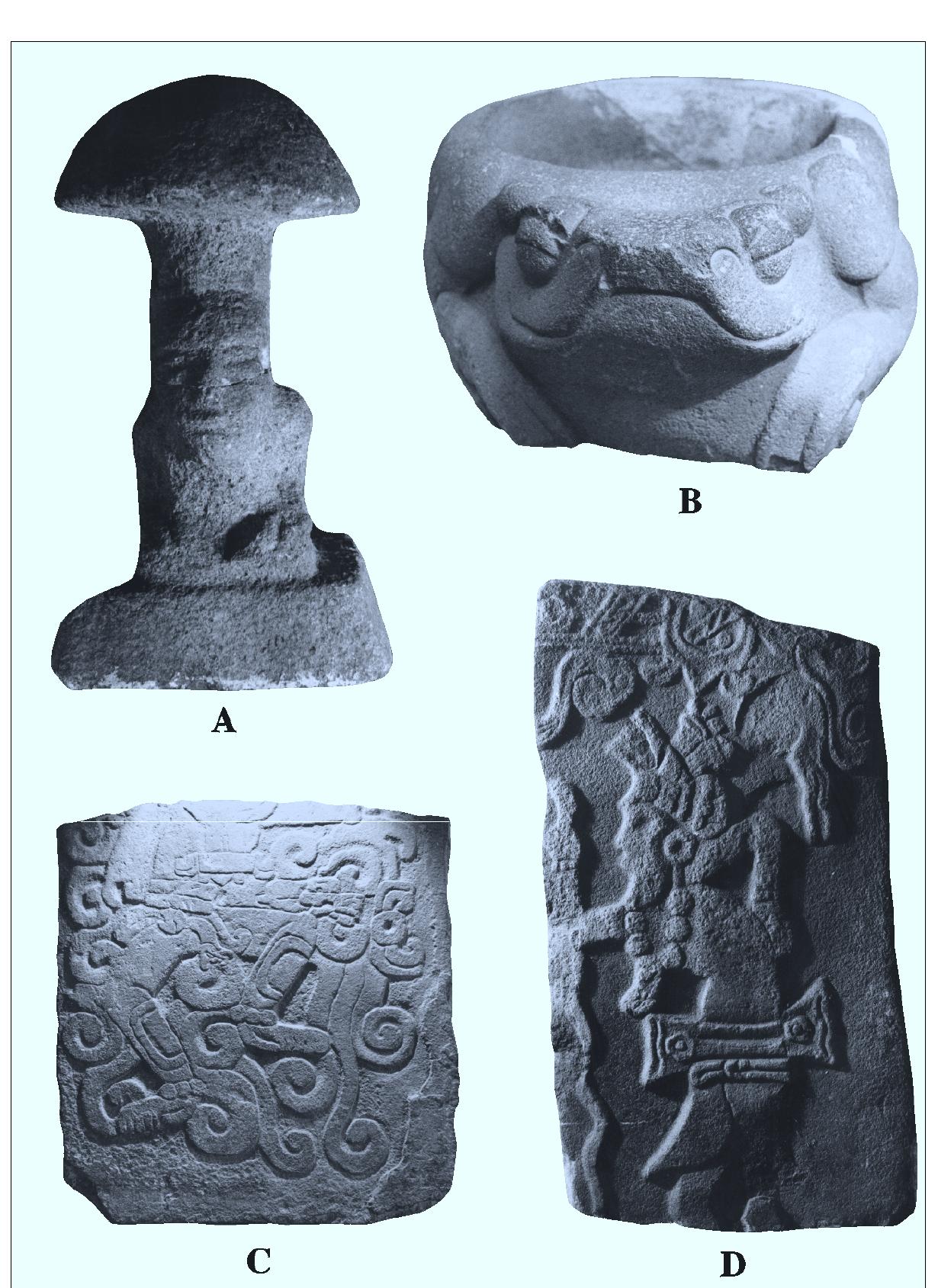 3 examples of kaminaljuyt sculpture showing the diversity of