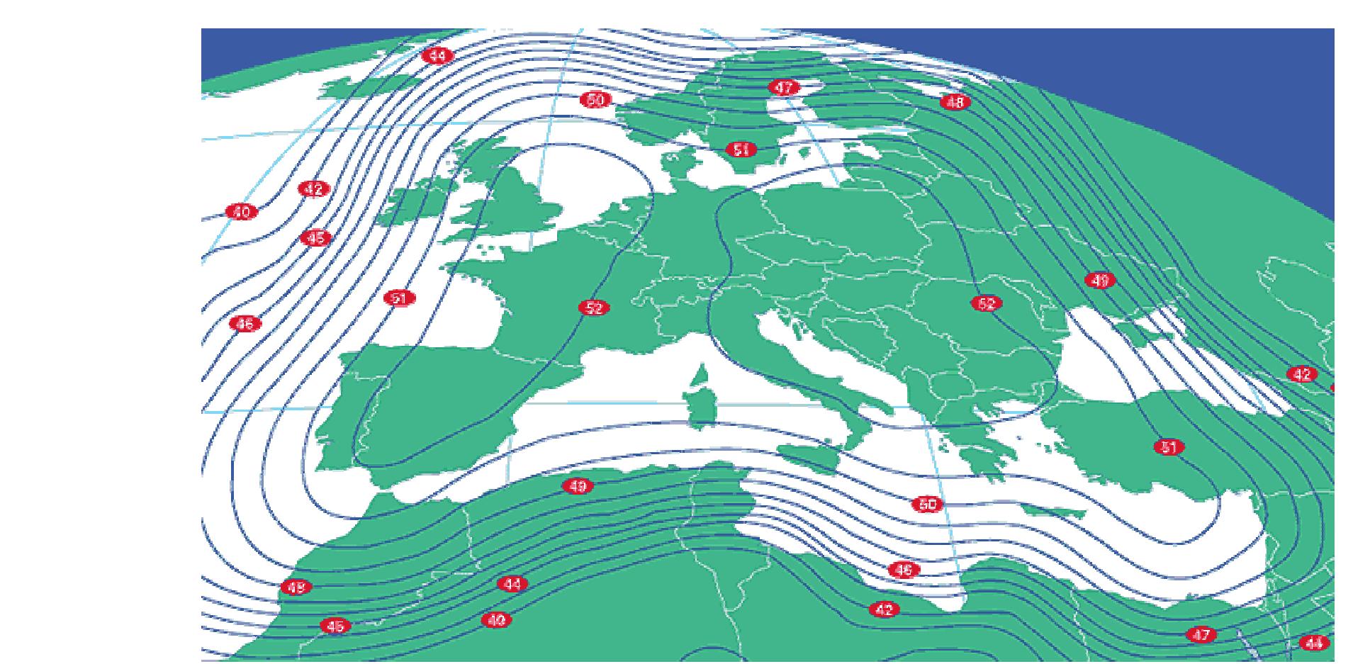 Footprint map (sirius 2) clearly indicating eirp levels the