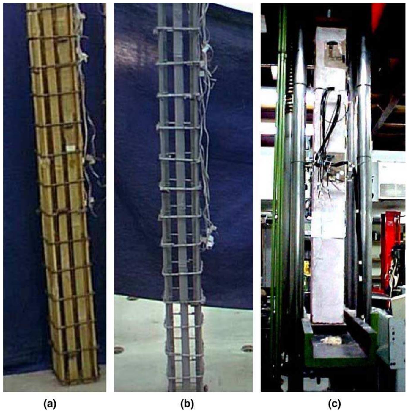 Details of rectangular concrete column reinforced with