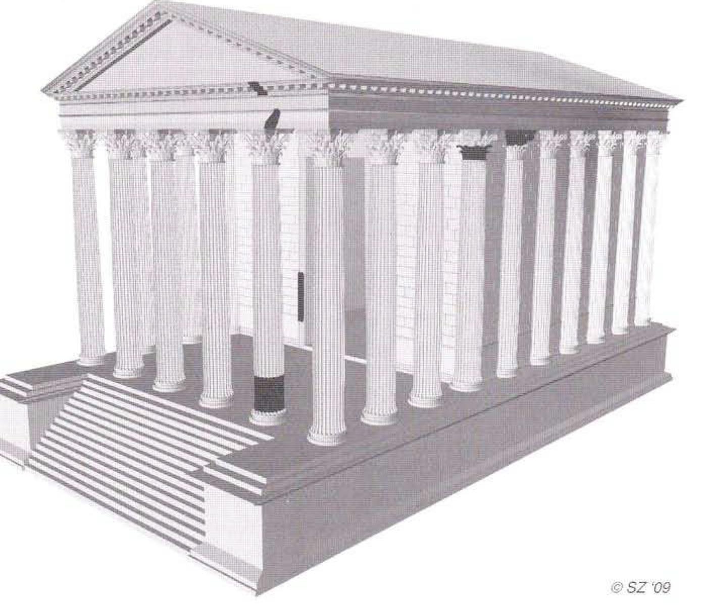 Palatine temple of apollo, reconstruction with surviving