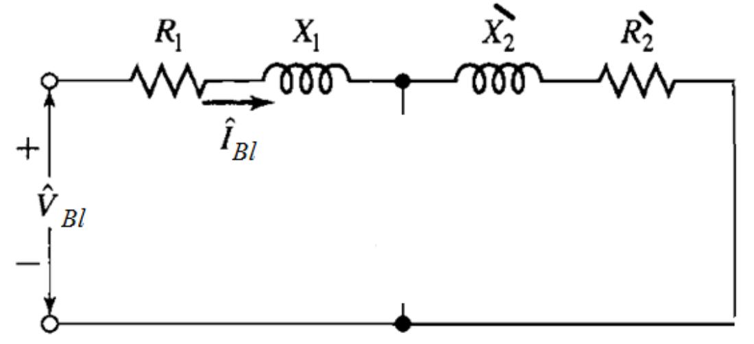 , induction motor equivalent circuit at blocked rotor test