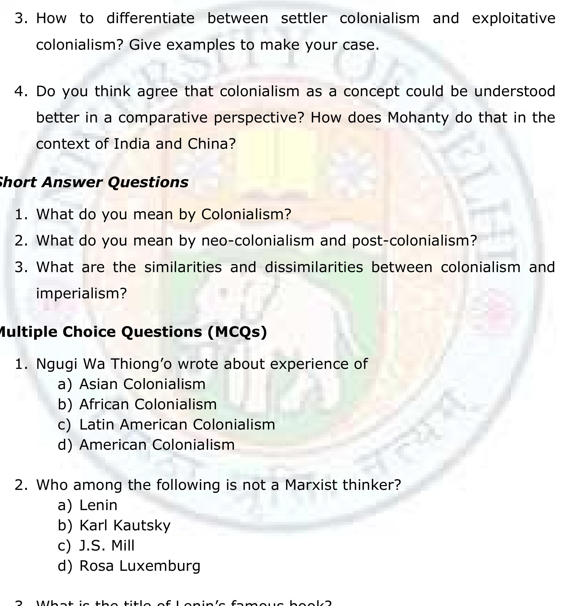 Figure 8 - Colonialism in Comparative Perspective