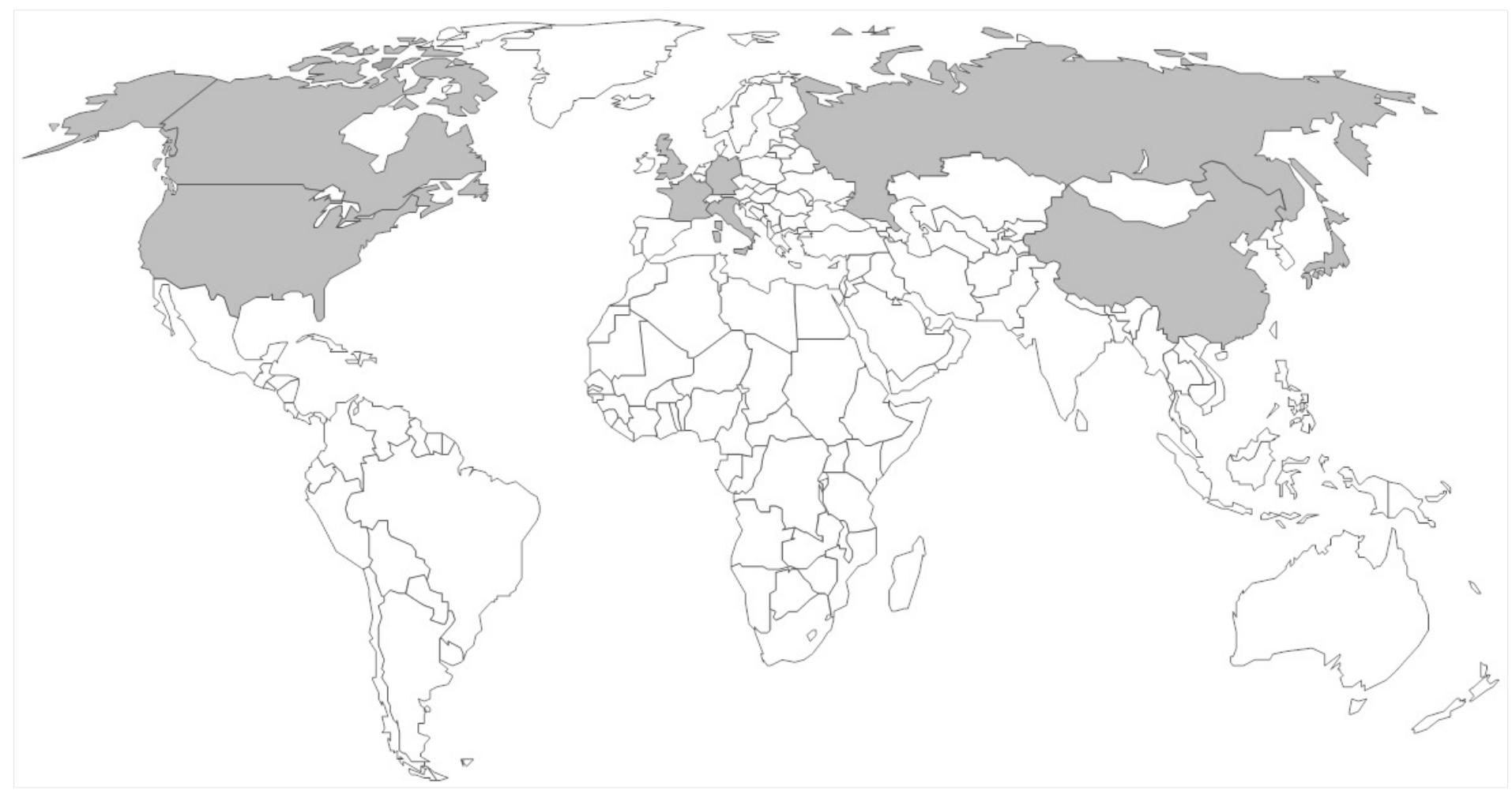 1 - map of g8 countries plus china'’. personal elaboration