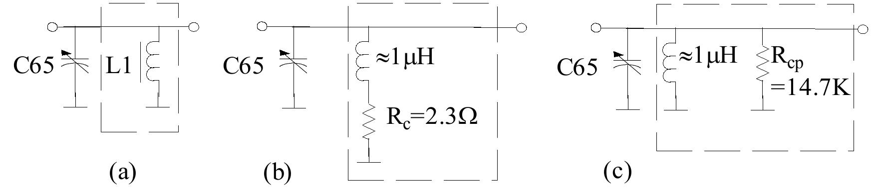 11 core loss in l1(a) parallel l1c65 circuit, (b) equivalent
