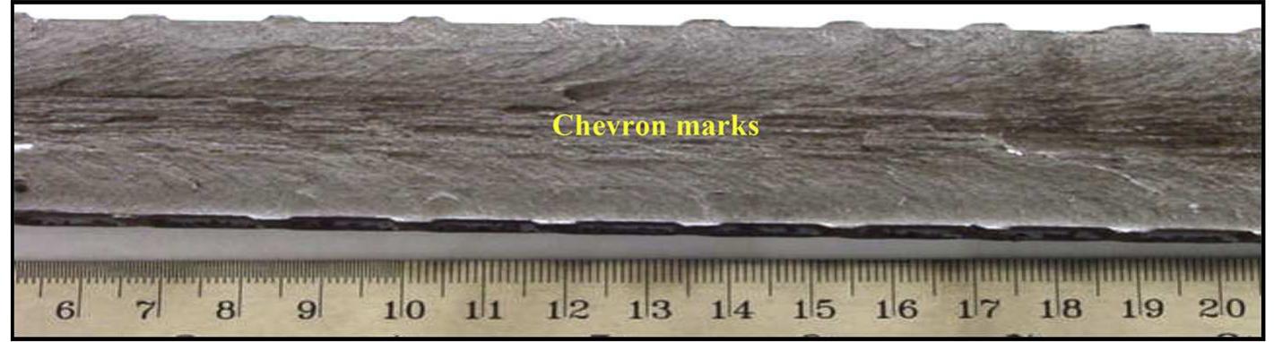 Split rebar sample after bending operations. transverse
