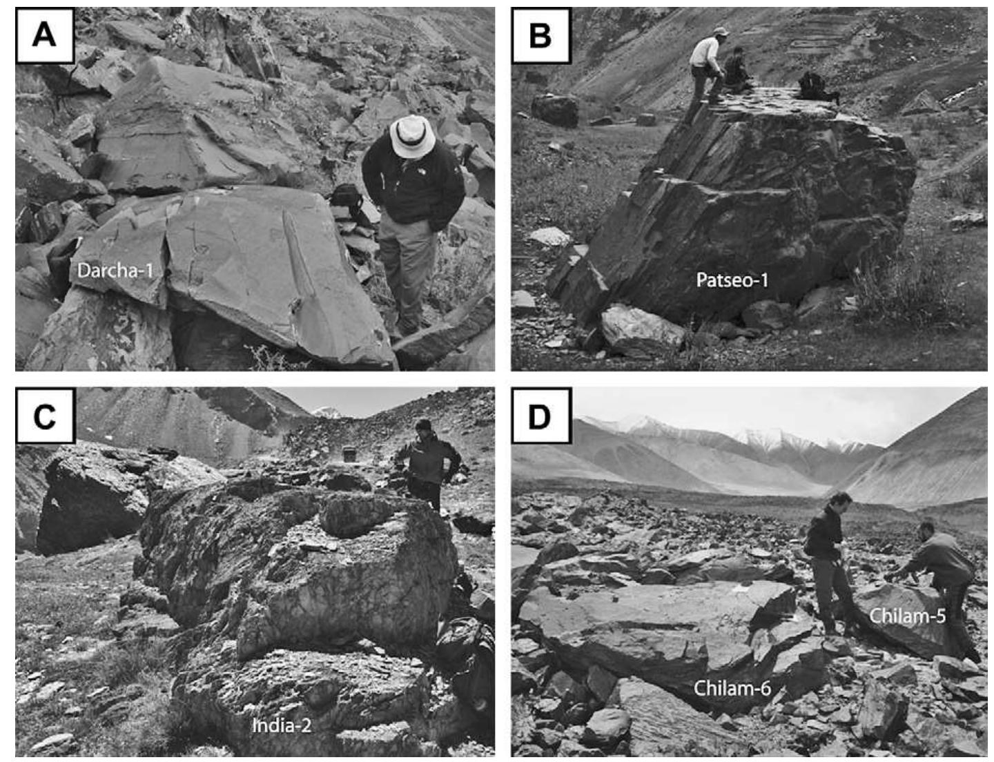 Typical blocks sampled for '°be surface exposure dating on