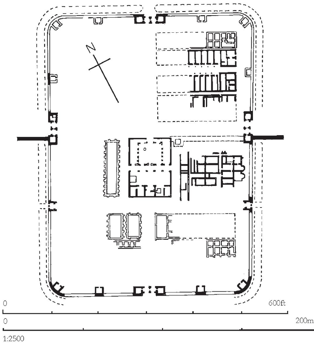 Plan of chesters fort showing its relationship to the wall.