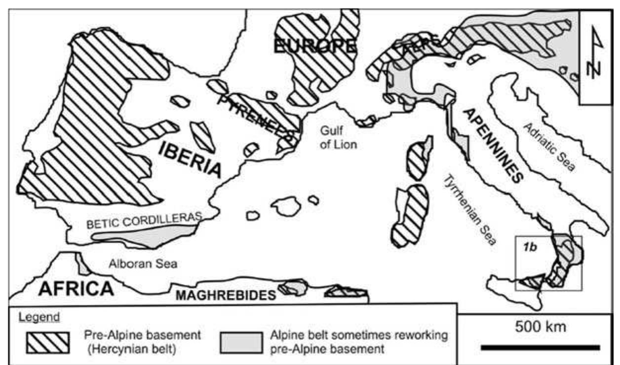 Geological sketch map of alpine and pre-alpine ranges in the