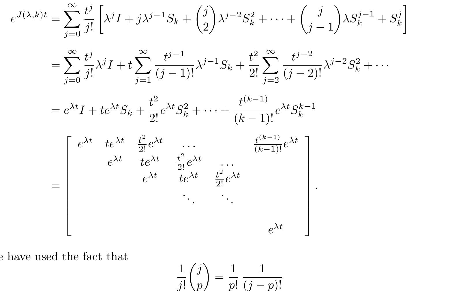 For a single jordan block the taylor series expansion