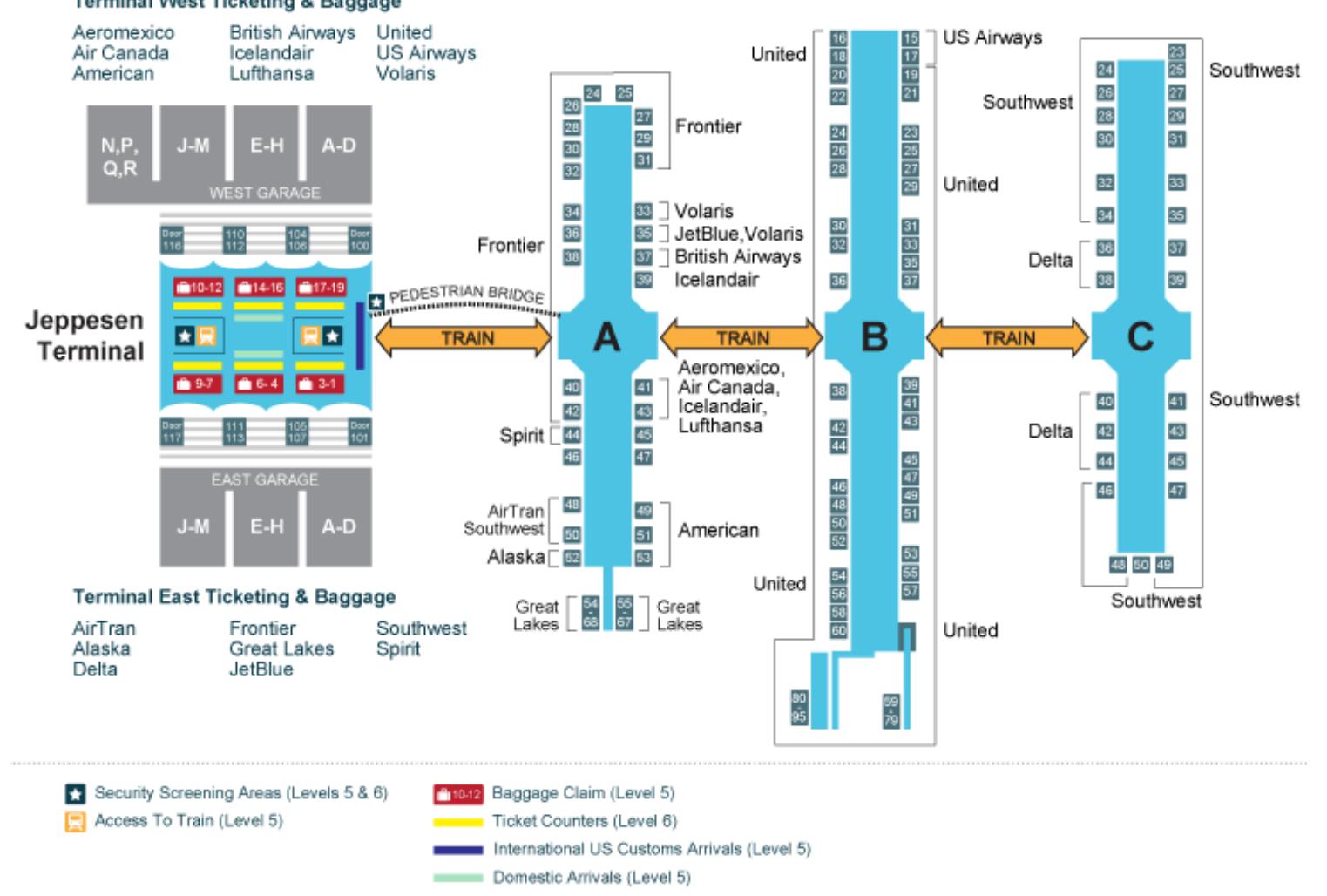 Dia map (showing pedestrian bridge), denver, colorado,