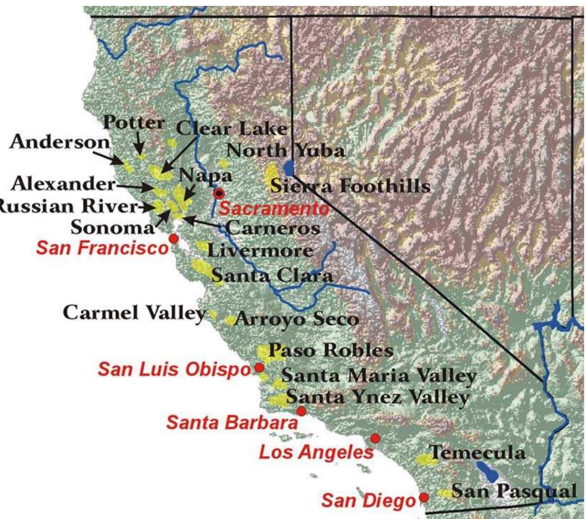 Main wine regions of california (map: kristin reid).