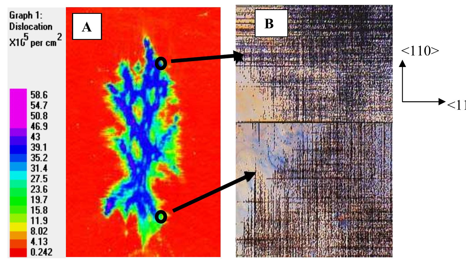 Dislocation density map (a) and optical microscope images
