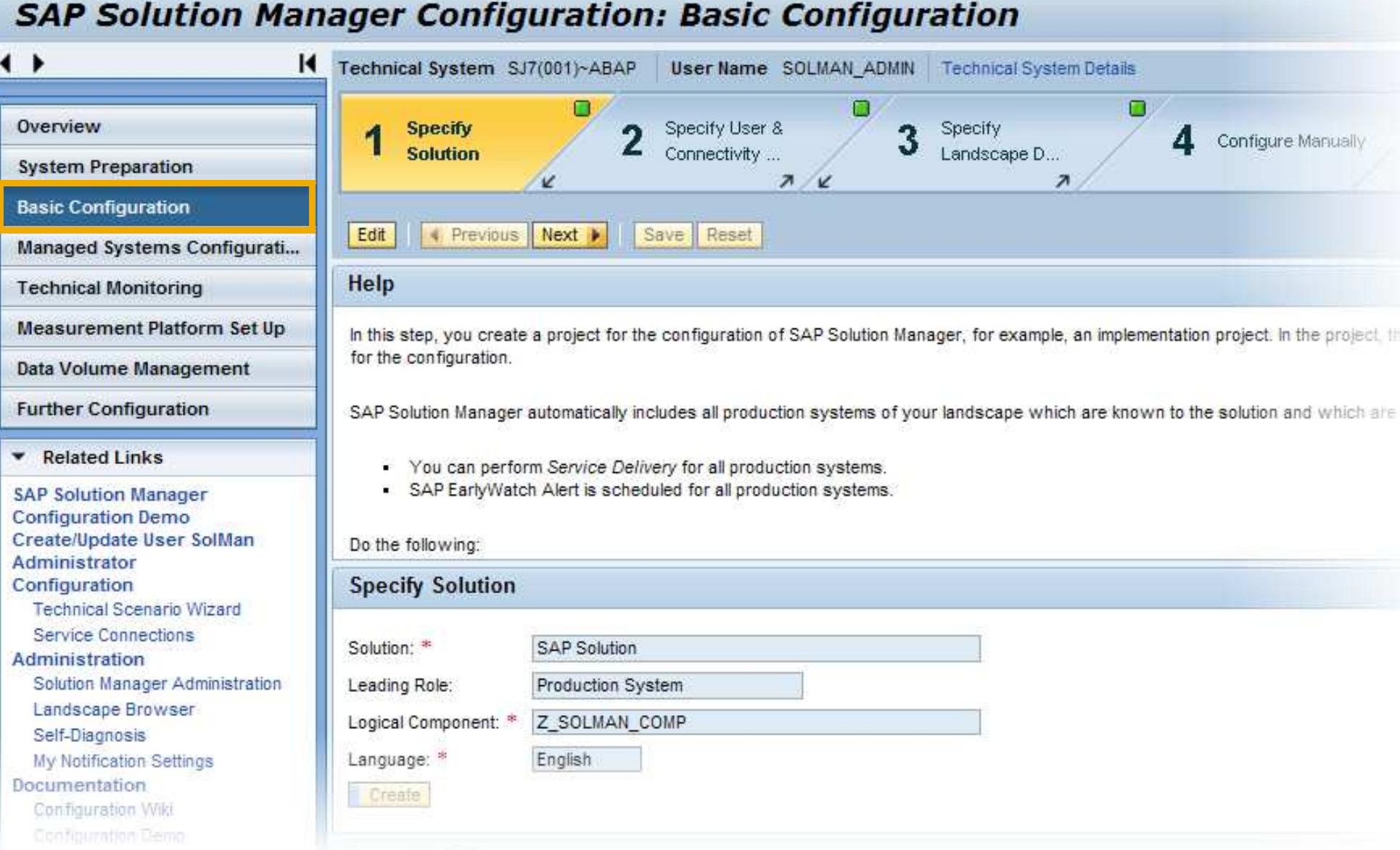 Table 3 - Configuration of System Monitoring in SAP Solution