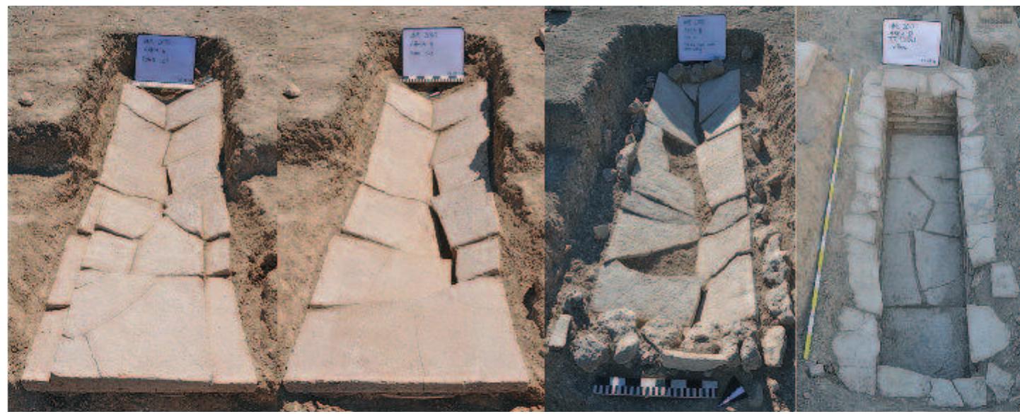 The tile layers in tomb 521 (from left to right; the first