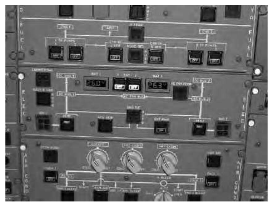 45 overhead electrical panel fitted with main and apu