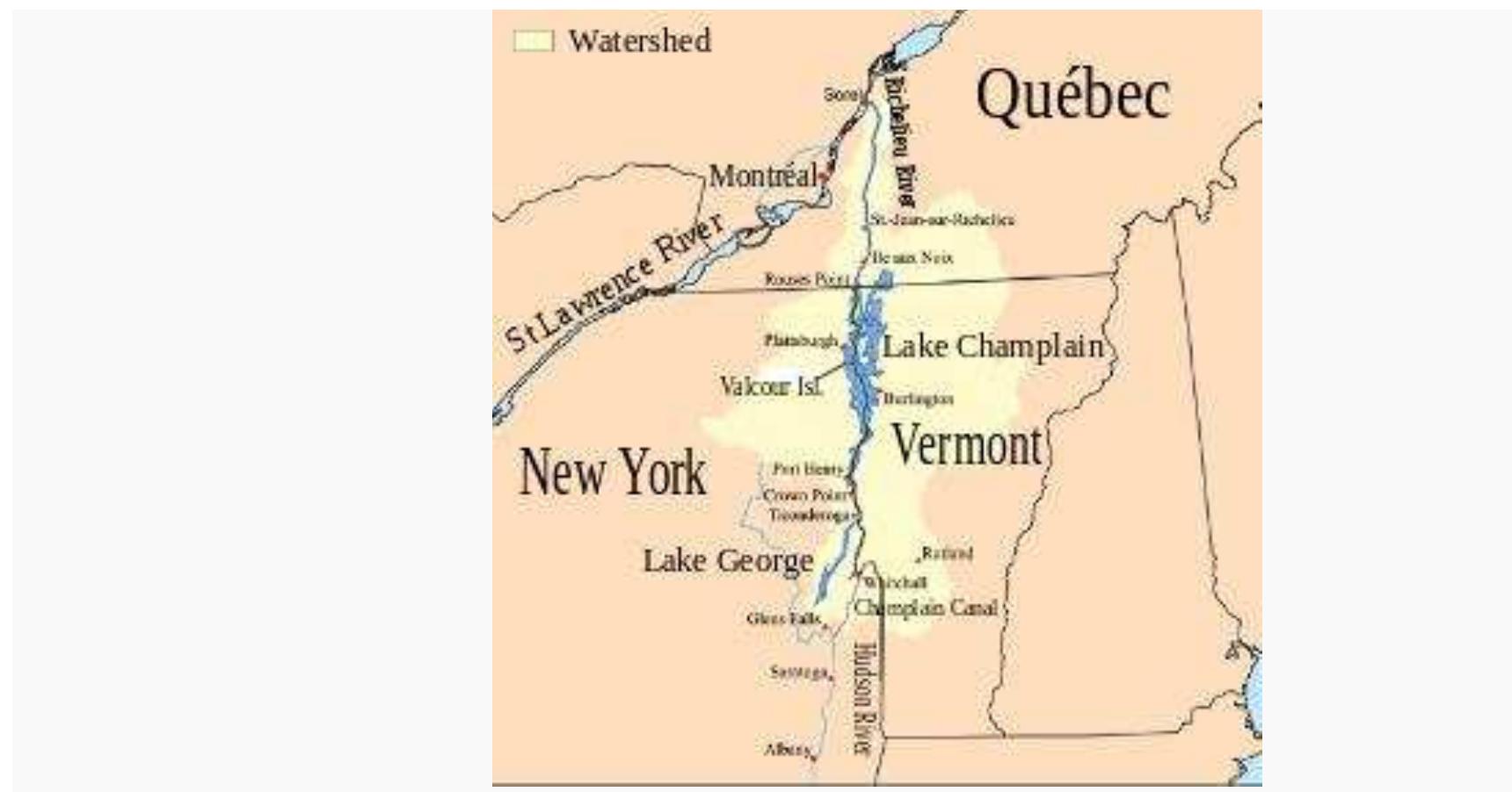 Map showing the lake champlain-river richelieu watershed