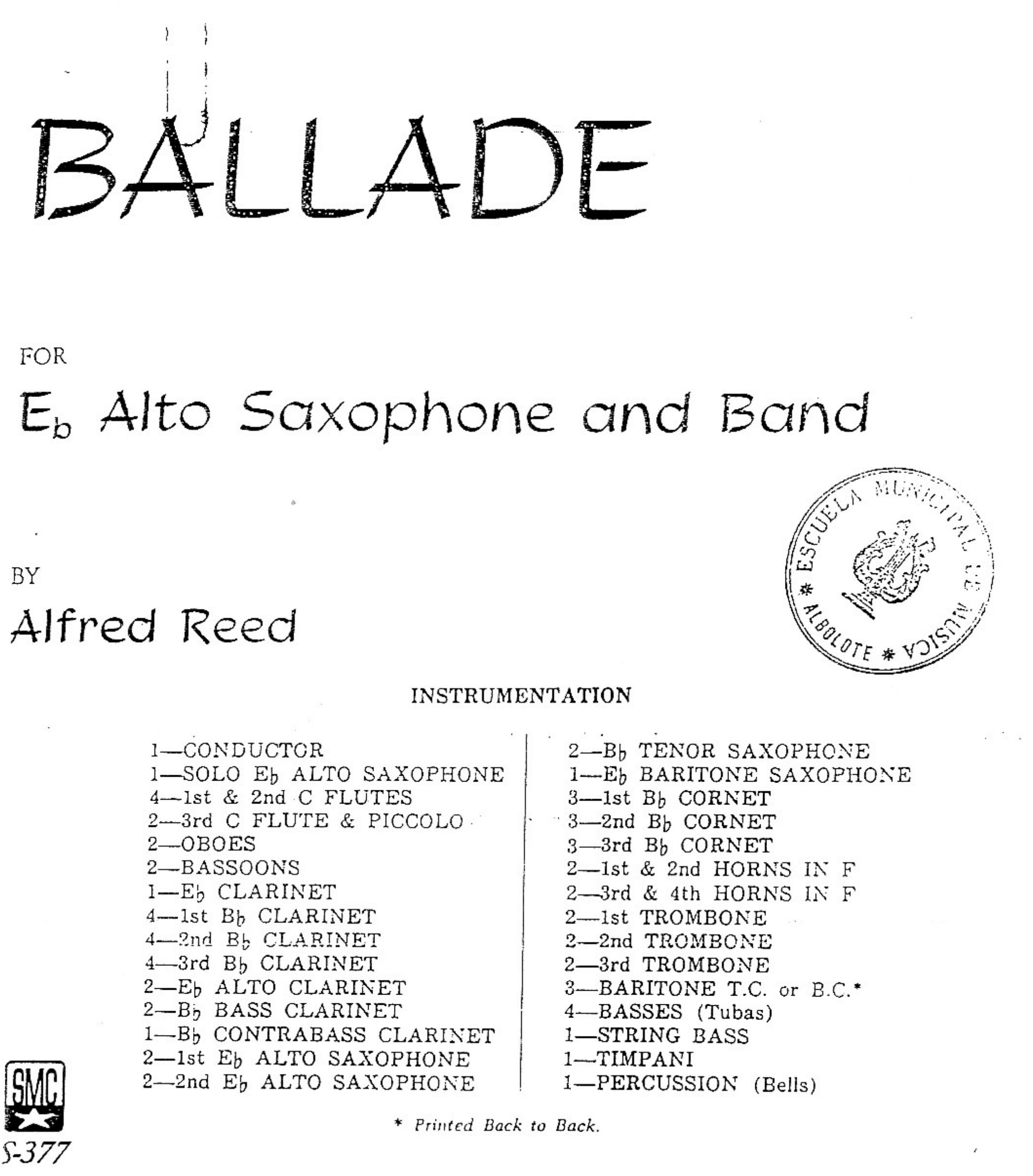 Figure 1 - Ballade - Alfred Reed