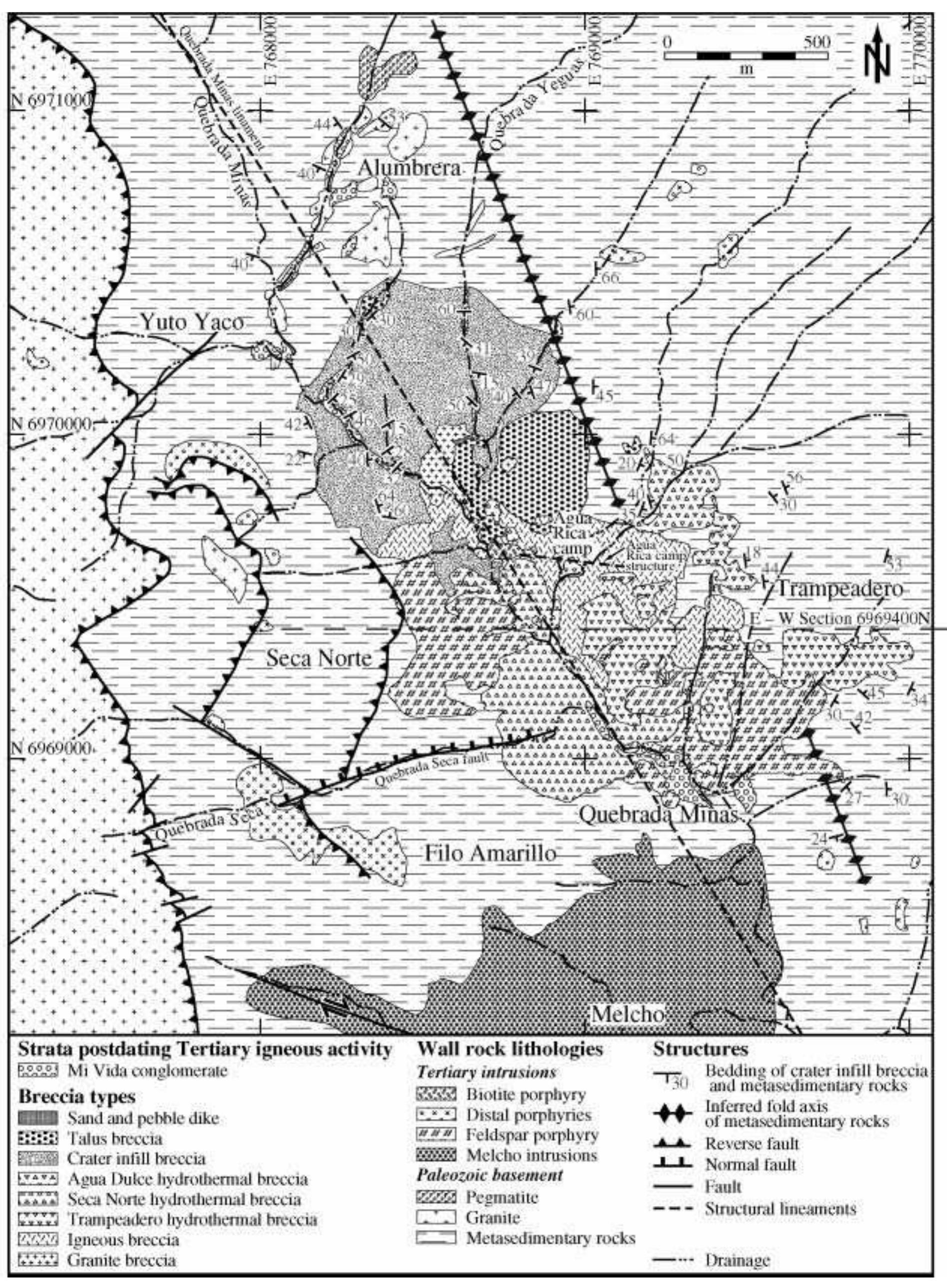 Fic. 2. geologic map of the agua rica exploration area. the