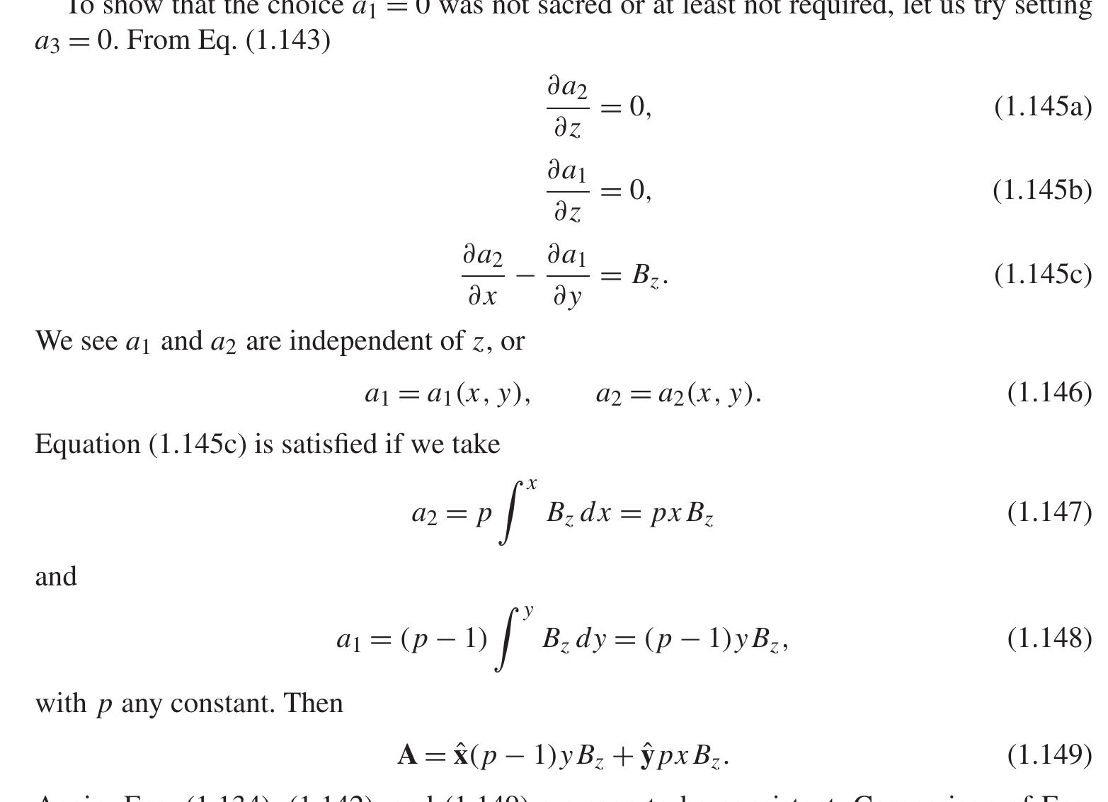 Setting a constant of integration equal to zero. it can