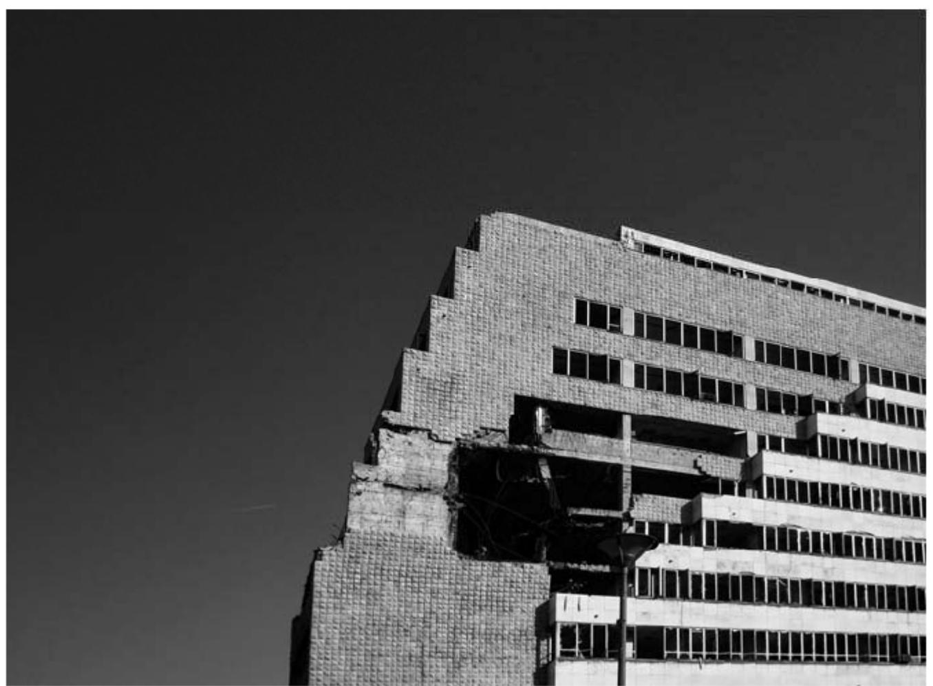 Image 9. bombed yugoslav army headquarters building in