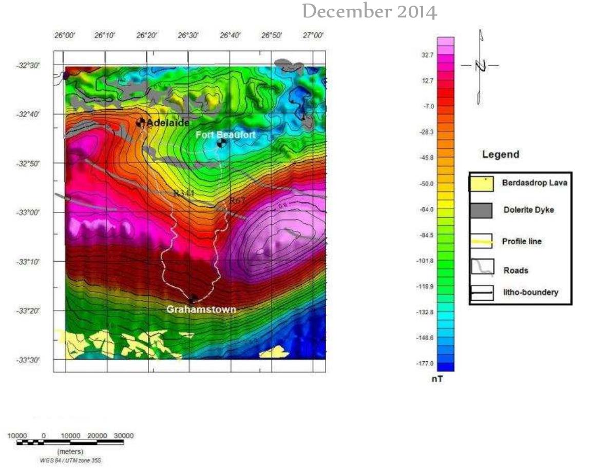 4 contoured magnetic map showing geologic structures