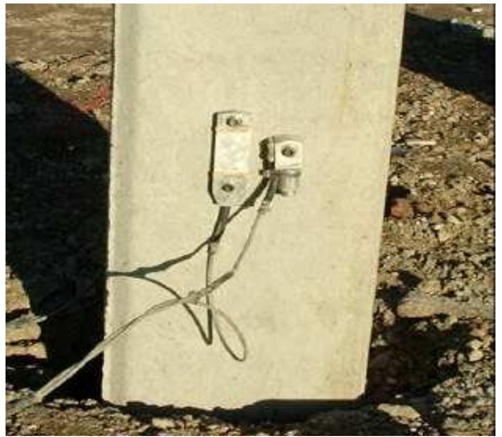 9 strain gauge and accelerometer bolted to precast concrete