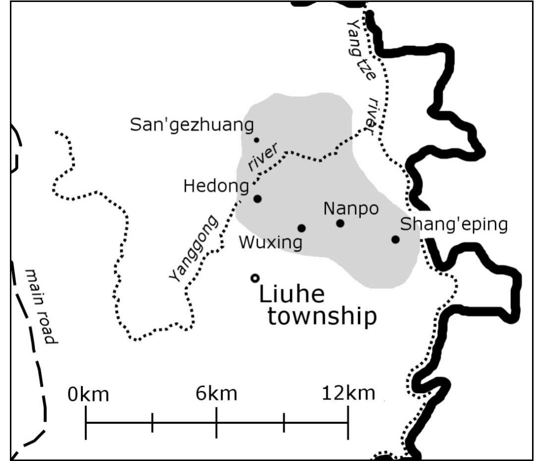 Map showing location of kua-nsi with village names. based on