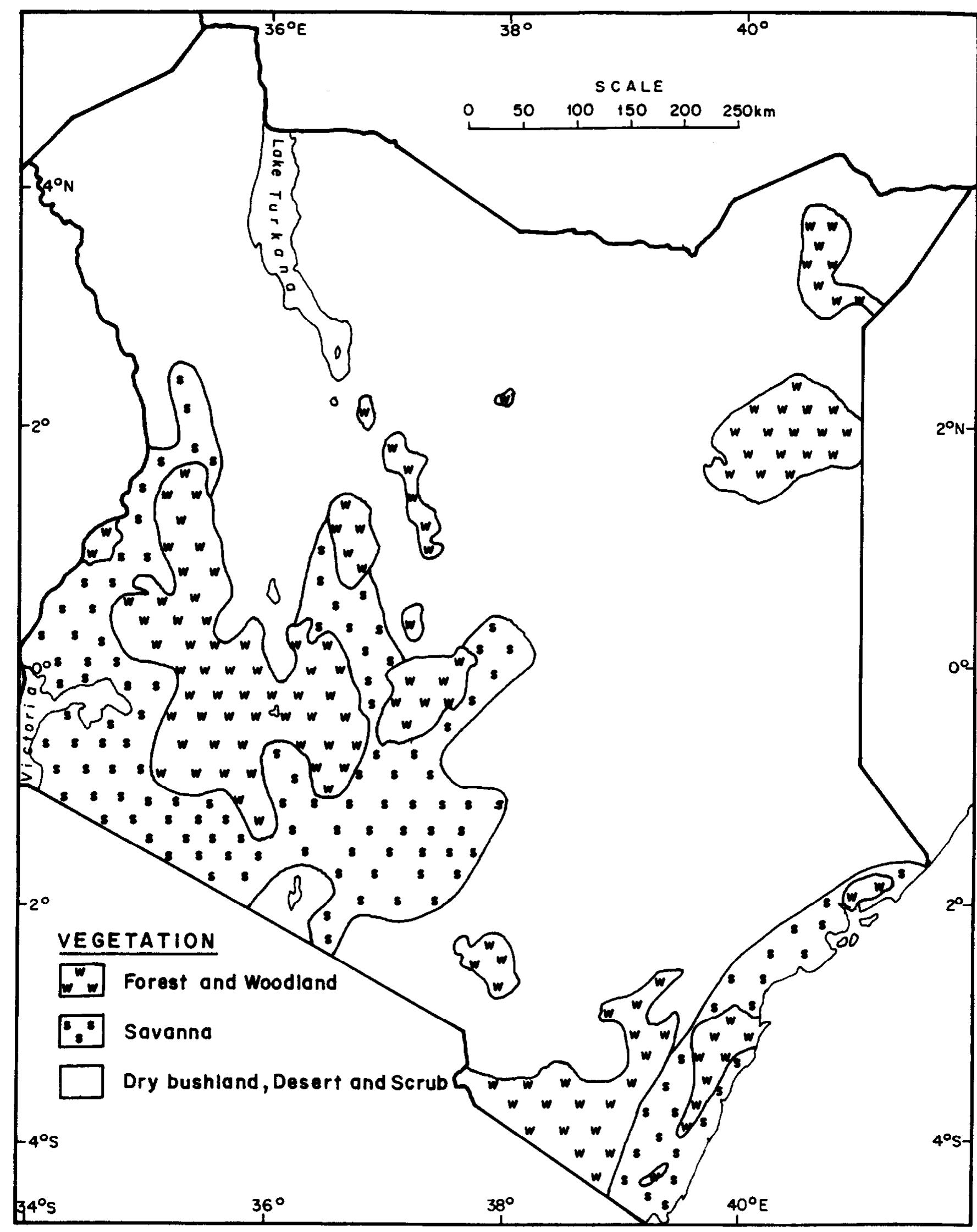 Generalised vegetation map of kenya (modified from eaep