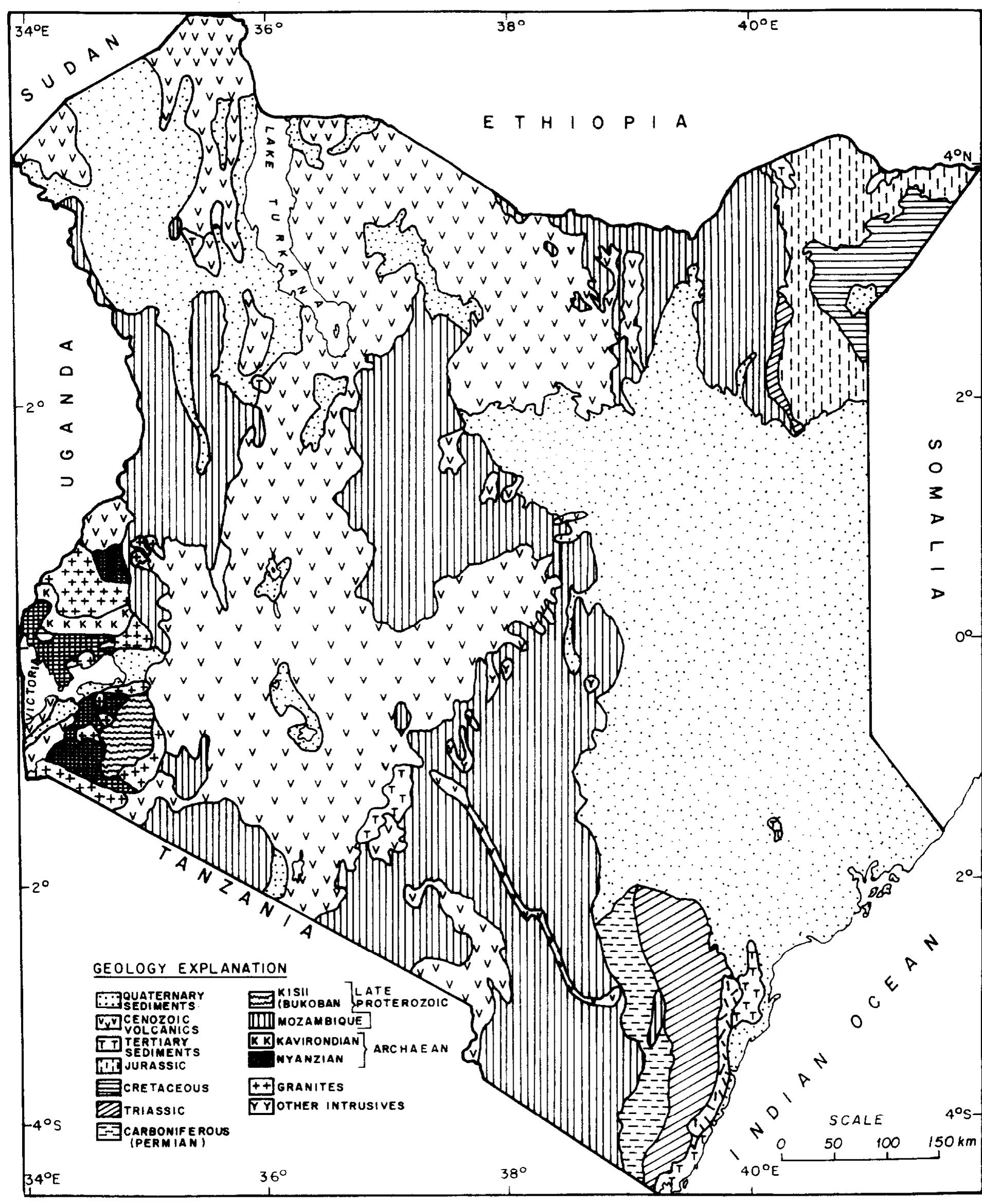 Simplified geological map of kenya showing the major rock