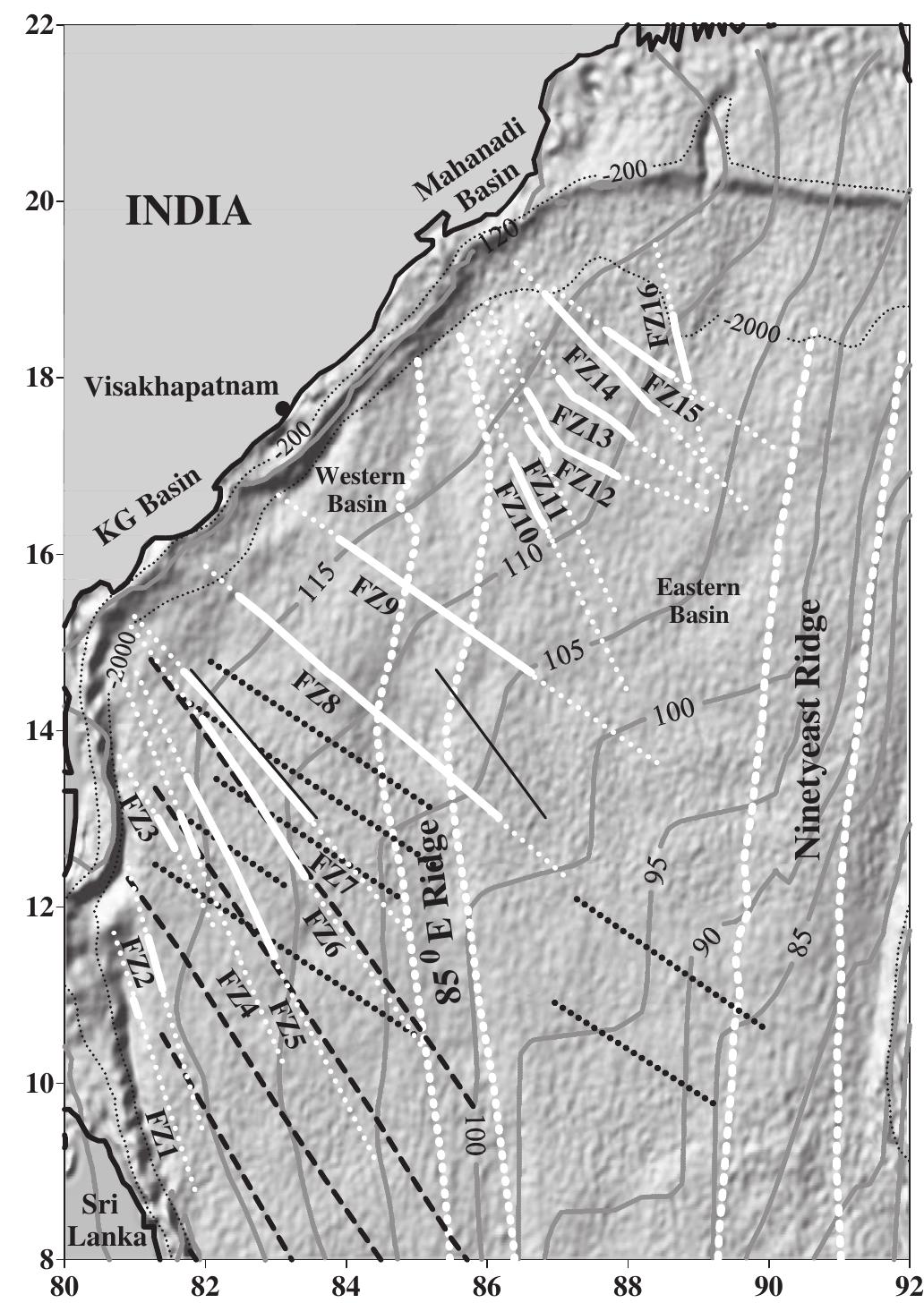Compiled map of all identified fracture zones in the bob in