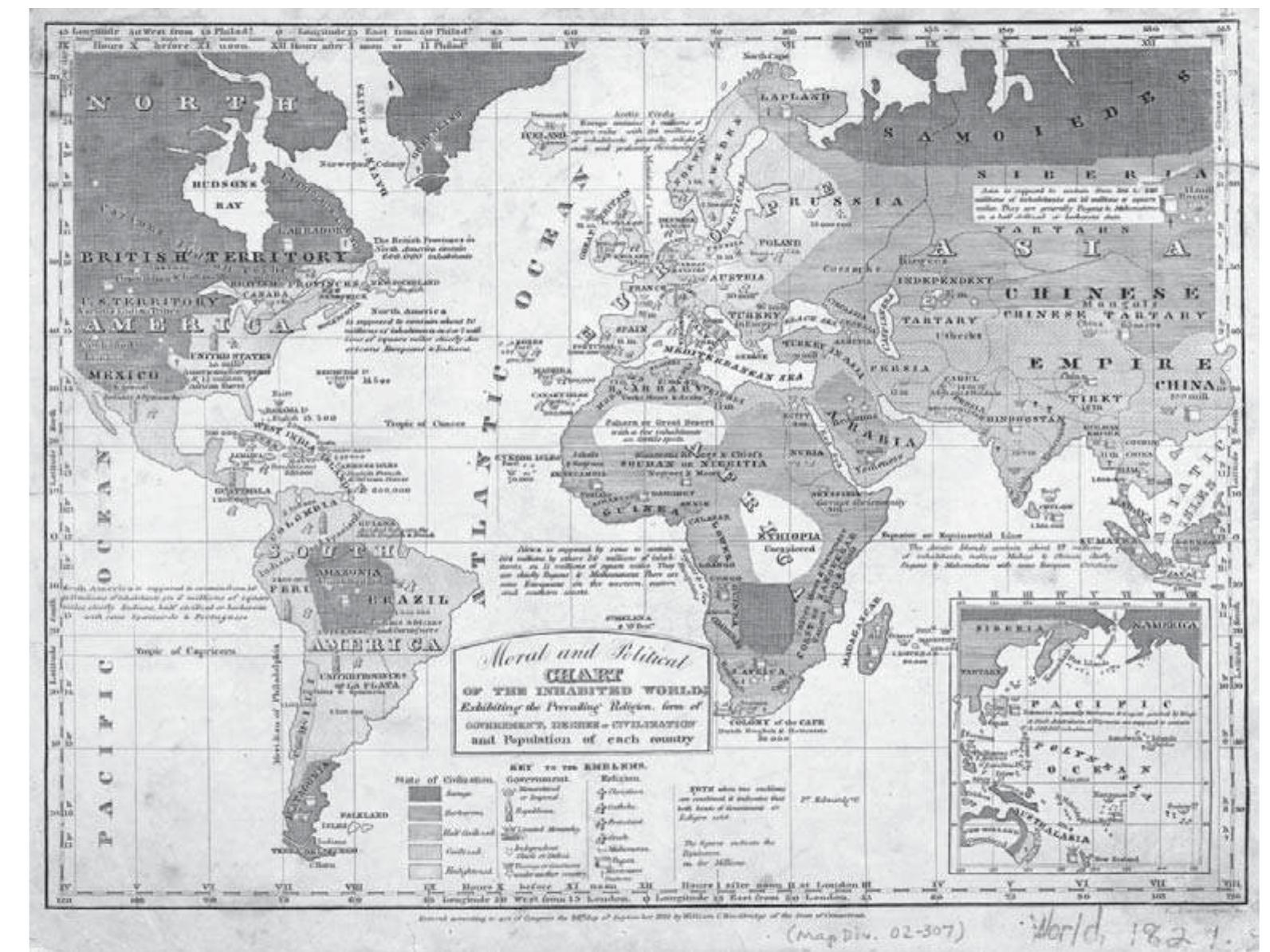Moral and political chart of the inhabited world: exhibiting