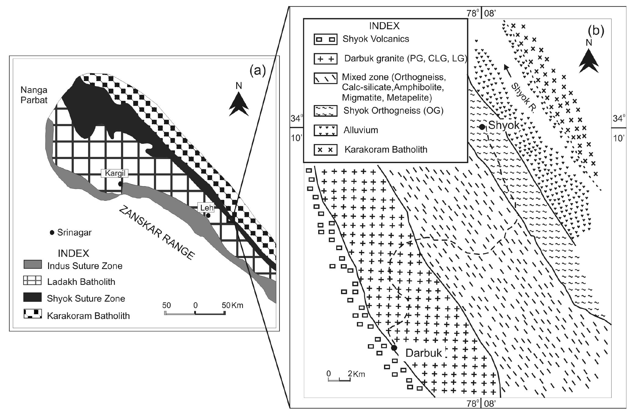 Map showing the major lithological units of eastern ladakh,