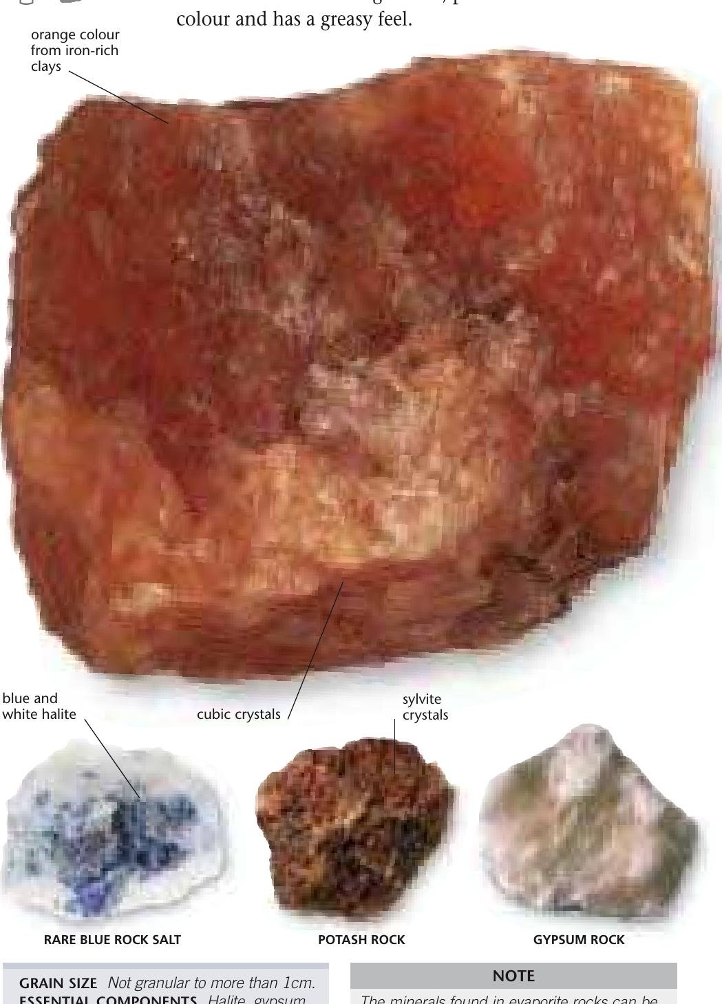 Evaporites, including rock salt, potash, and gypsum tock,